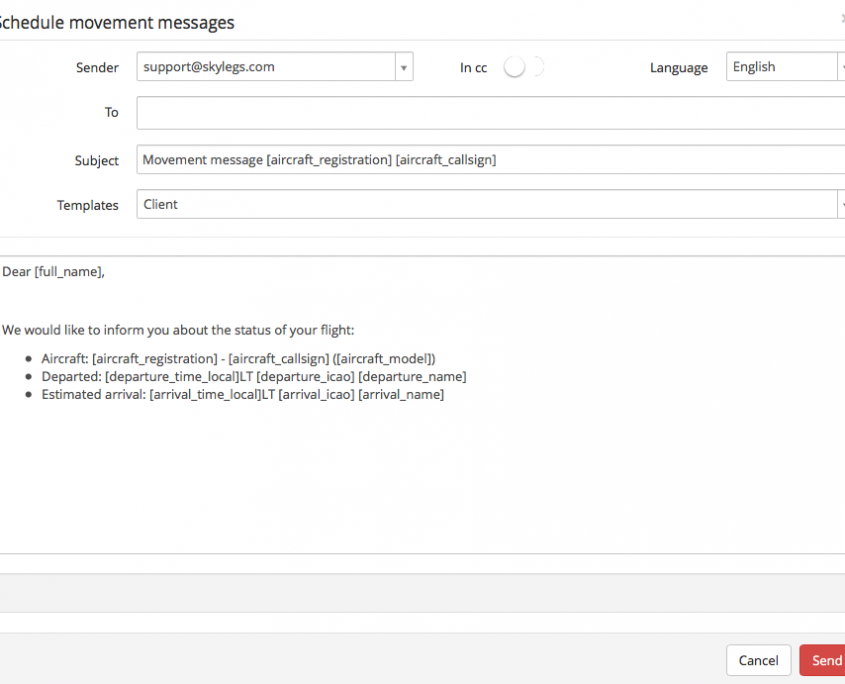 Automate movement messages directly from Skylegs | Skylegs