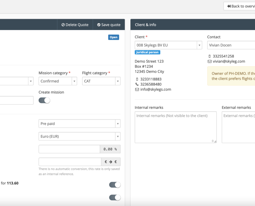 Flight quotation platform | Skylegs